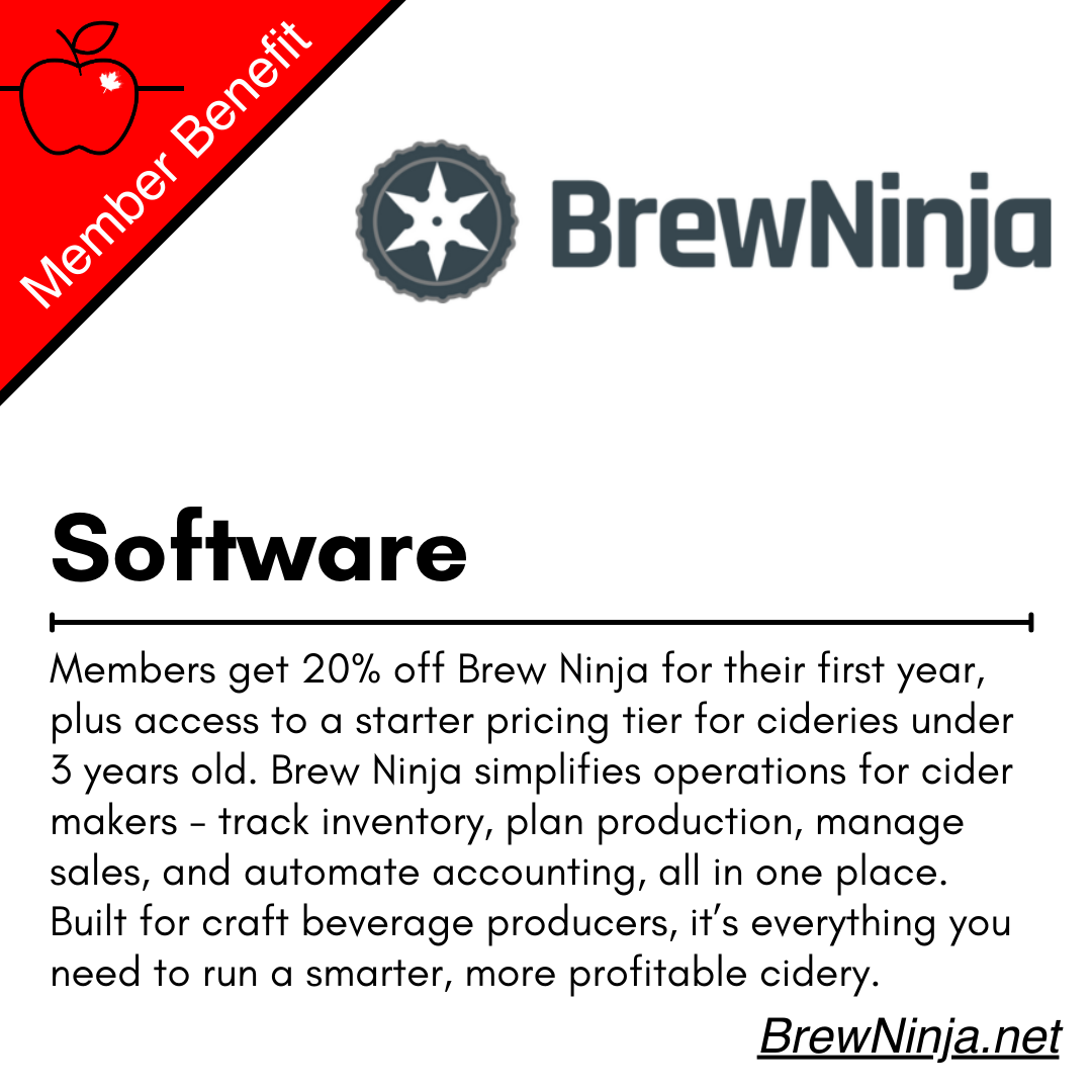 Member Benefit - Brew Ninja (Software) - Cider Canada / Cidre Canada